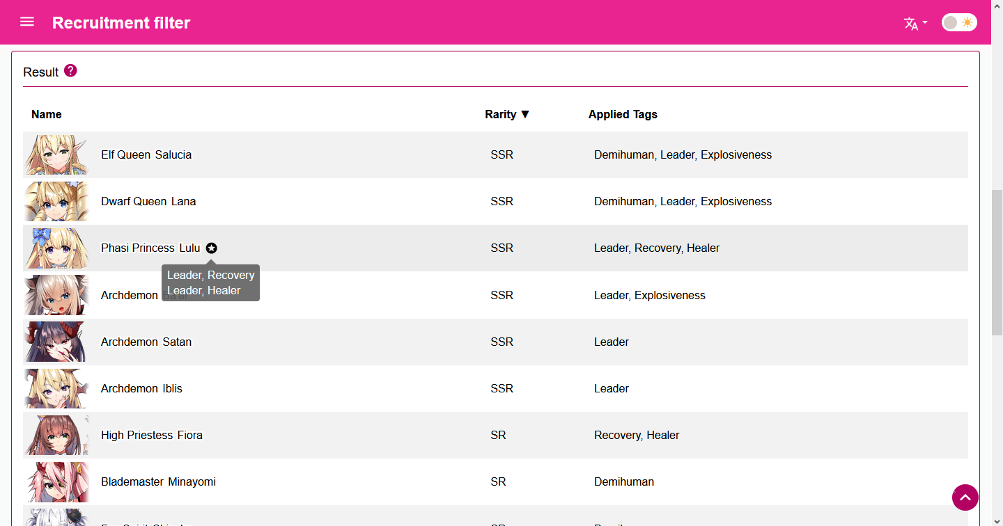 TenkafuMA Toolbox — Recruitment filter